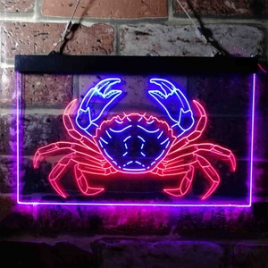 Crab Seafood Ocean Display Dual Color LED Neon Sign St6-i3717 - Etsy