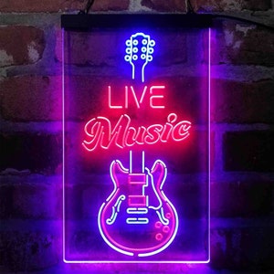 Live Music Electronic Guitar Lounge Dual Color LED Sign St6-i4089 - Etsy
