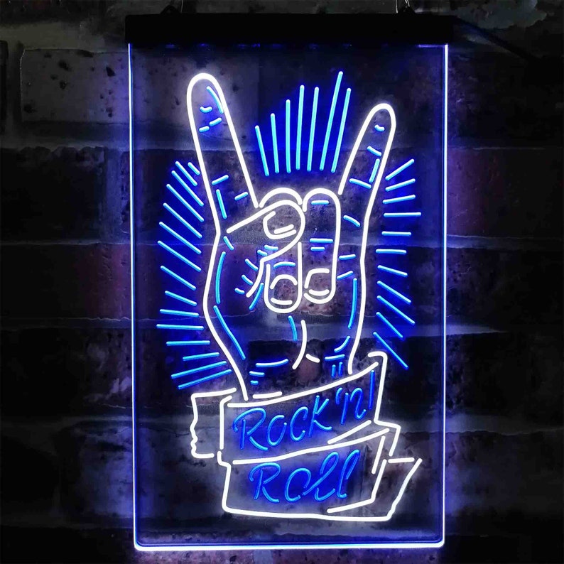 Rock N Roll Hand Metal Music Dual Color LED Sign St6-i3900 - Etsy