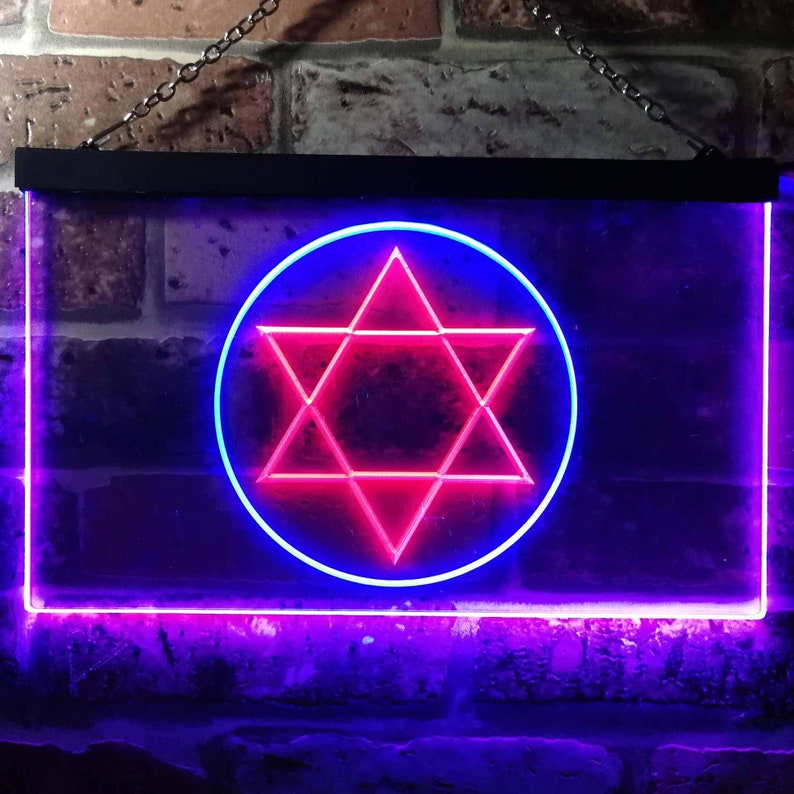 Star of David Bedroom Decoration Dual Color LED Neon Sign | Etsy