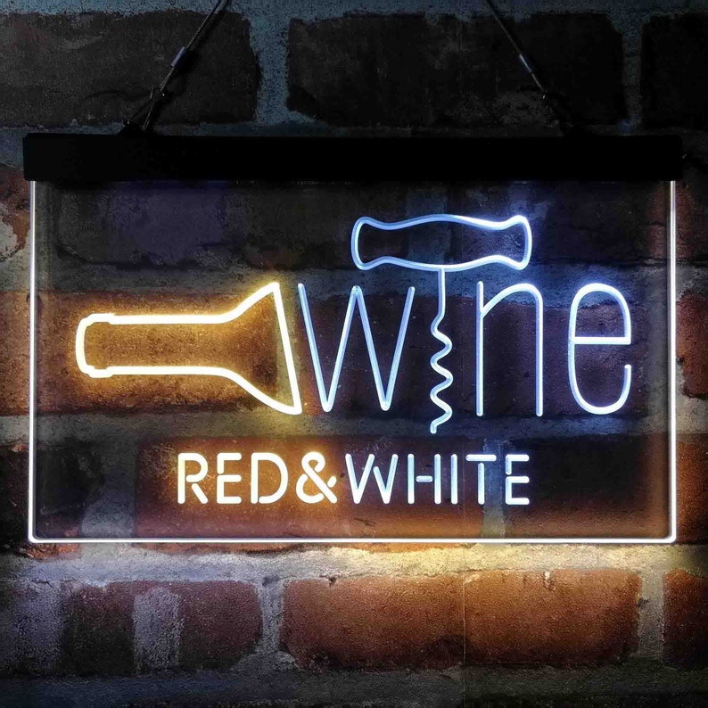 Red & White Wine Opener Display Dual Color LED Neon Sign - Etsy