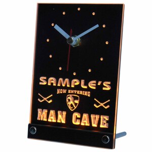 Personalized Custom Man Cave Hockey Bar Beer Neon Led Table Clock Tncqe ...