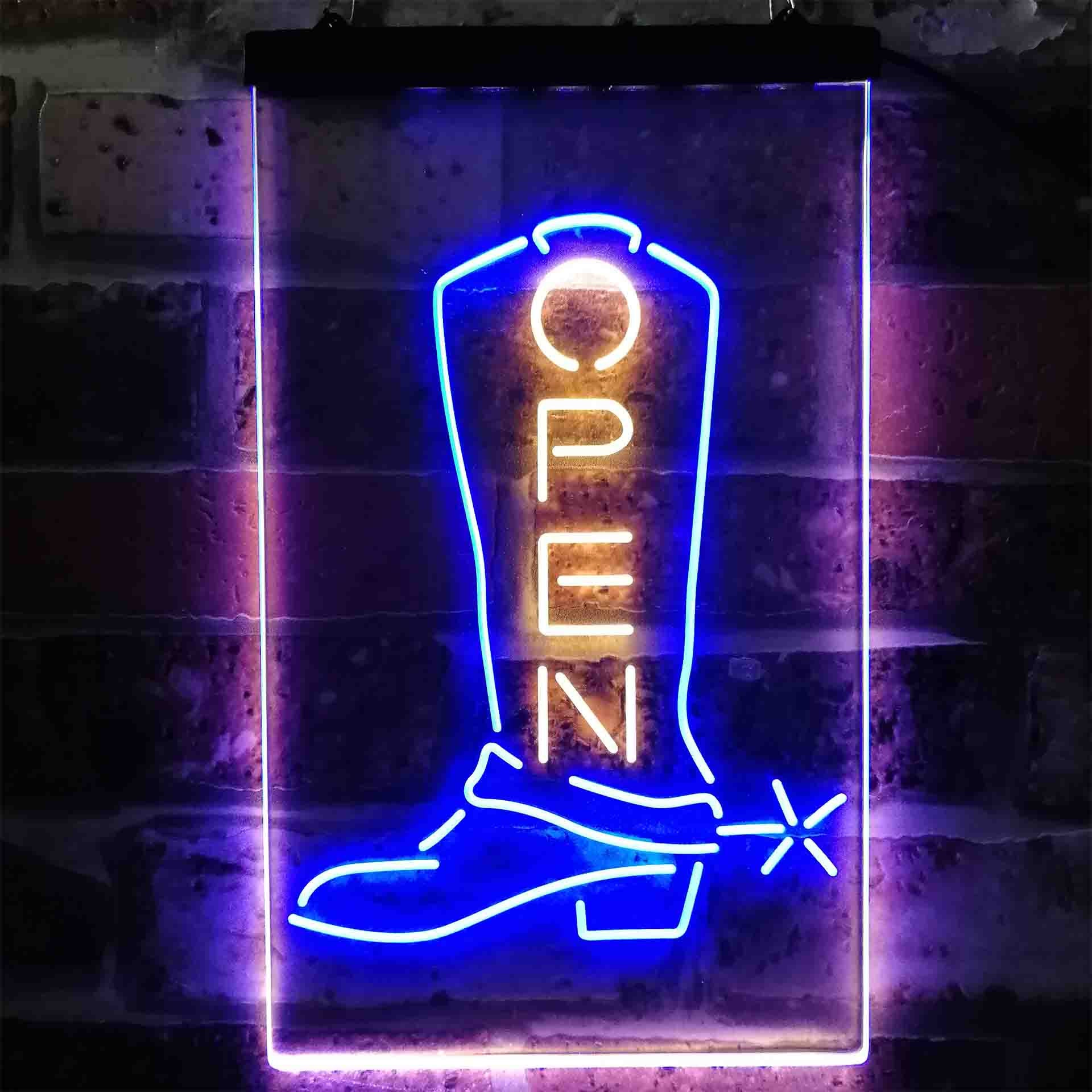 Open Cowboy Shoe Shop Display Dual Color LED Sign St6-i3892 | Etsy