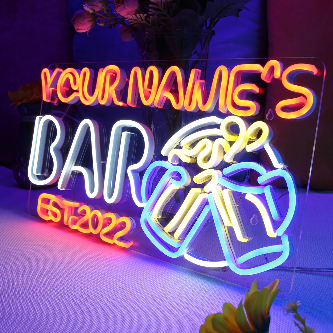 Name Personalized Beer Mug Deco Extra-large Ultra-bright LED Neon Sign ...