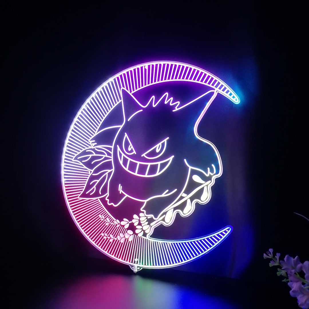 Gengar RGB Edge Light LED Sign, Night Light Wall Decor, Game Room Decor ...