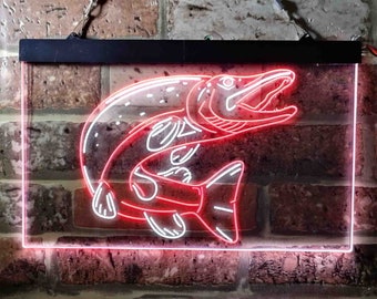 Bass Fish Cabin Game Room Dual Color LED Neon Sign St6-i3715 | Etsy