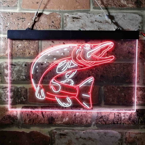 Trout Fish Garage Man Cave Dual Color LED Neon Sign St6-i3728 - Etsy