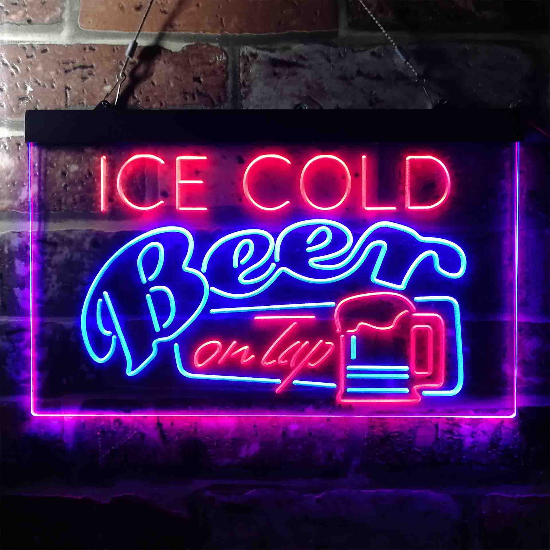 Ice Cold Beer on Tap Bar Dual Color LED Neon Sign St6-i3638 | Etsy