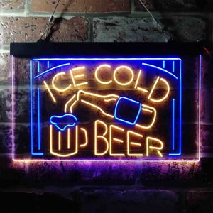 Ice Cold Beer Bar Pub Club Dual Color LED Neon Sign St6-i3634 - Etsy