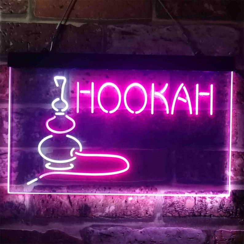 Hookah Smoke Bar Dual Color LED Neon Sign St6-i3906 - Etsy