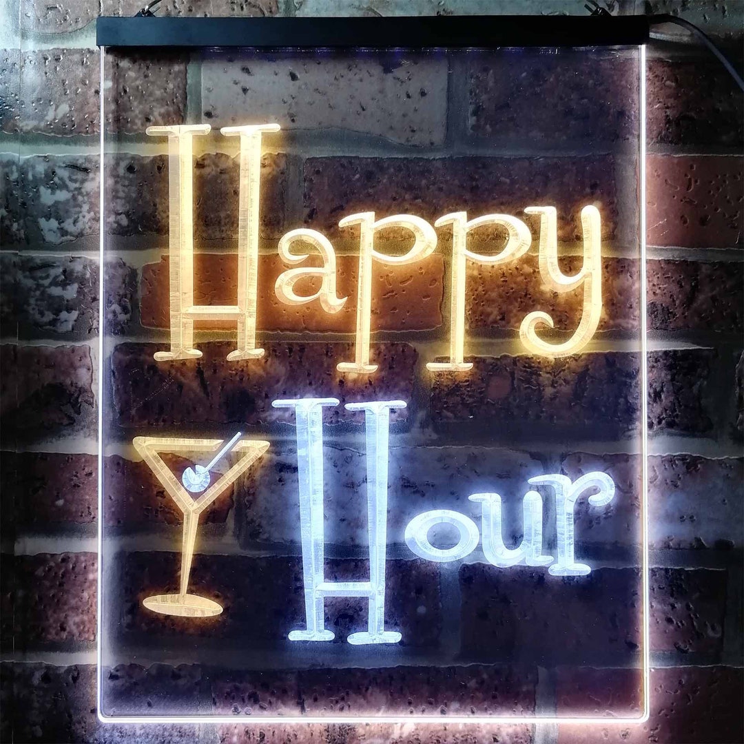 Happy Hour Cocktails Bar Dual Color LED Neon Sign St6-i0558 - Etsy
