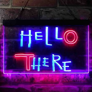 Hell Here Hello There Game Room Man Cave Dual Color LED Neon Sign St6 ...