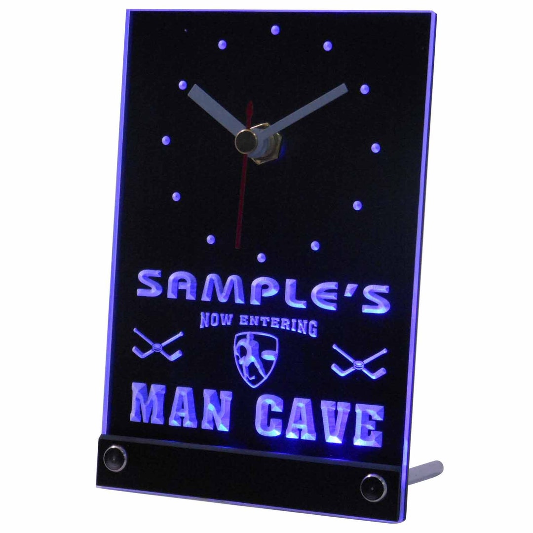 Personalized Custom Man Cave Hockey Bar Beer Neon Led Table Clock Tncqe ...