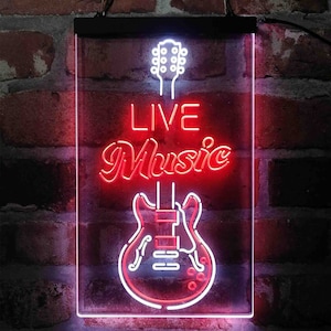 Live Music Electronic Guitar Lounge Dual Color LED Sign St6-i4089 - Etsy