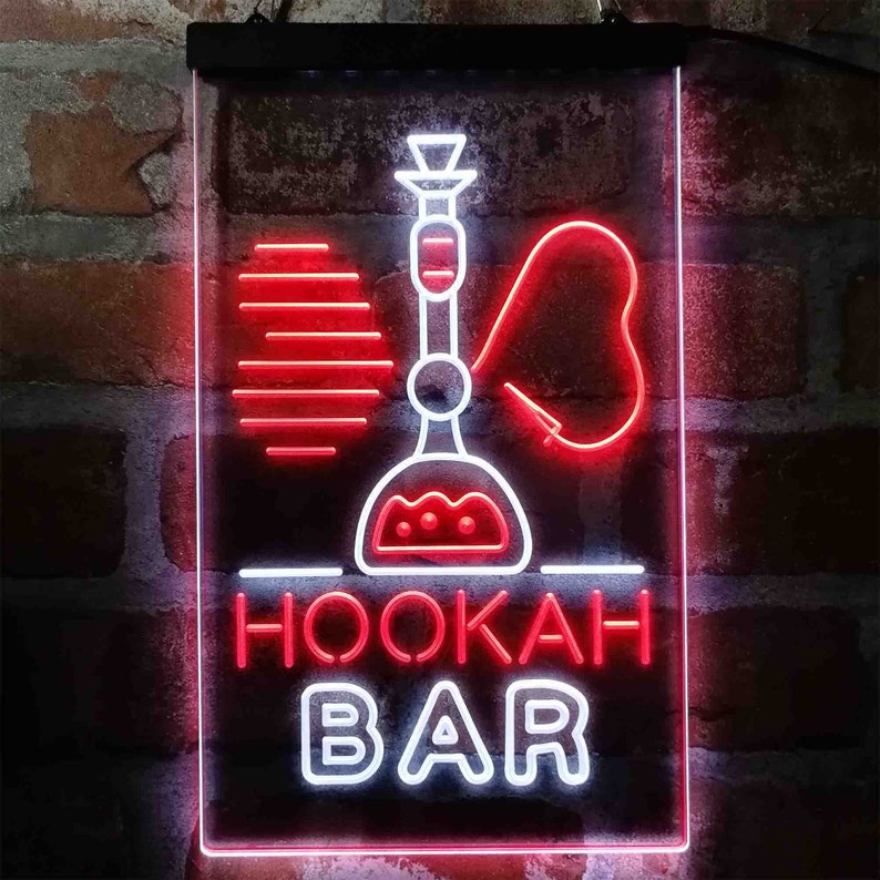 Hookah Bar Smoke Shop Dual Color LED Sign St6-i4010 | Etsy