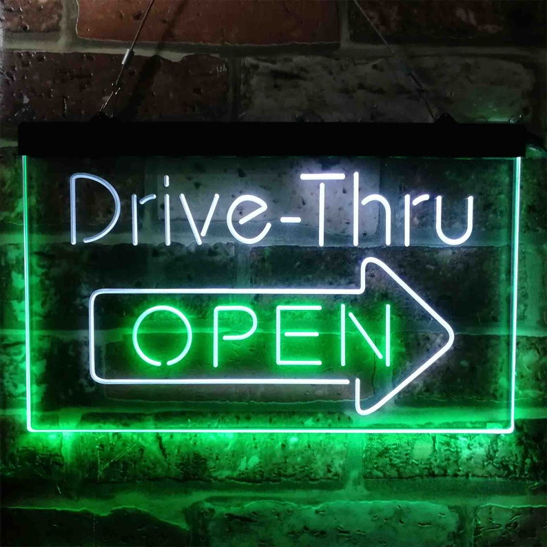 Drive Thru Open Arrow Right Dual Color LED Neon Sign St6-i3886 | Etsy