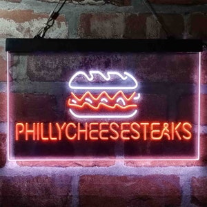 Philly Cheese Steaks Burger CafÃ© Dual Color LED Neon Sign St6-i4028 - Etsy