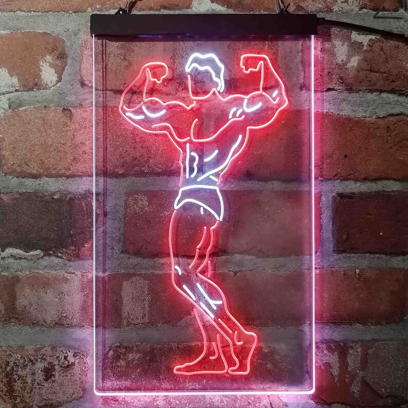Fitness Club Gym Room Home Keep Fit Man Dual Color LED Sign - Etsy
