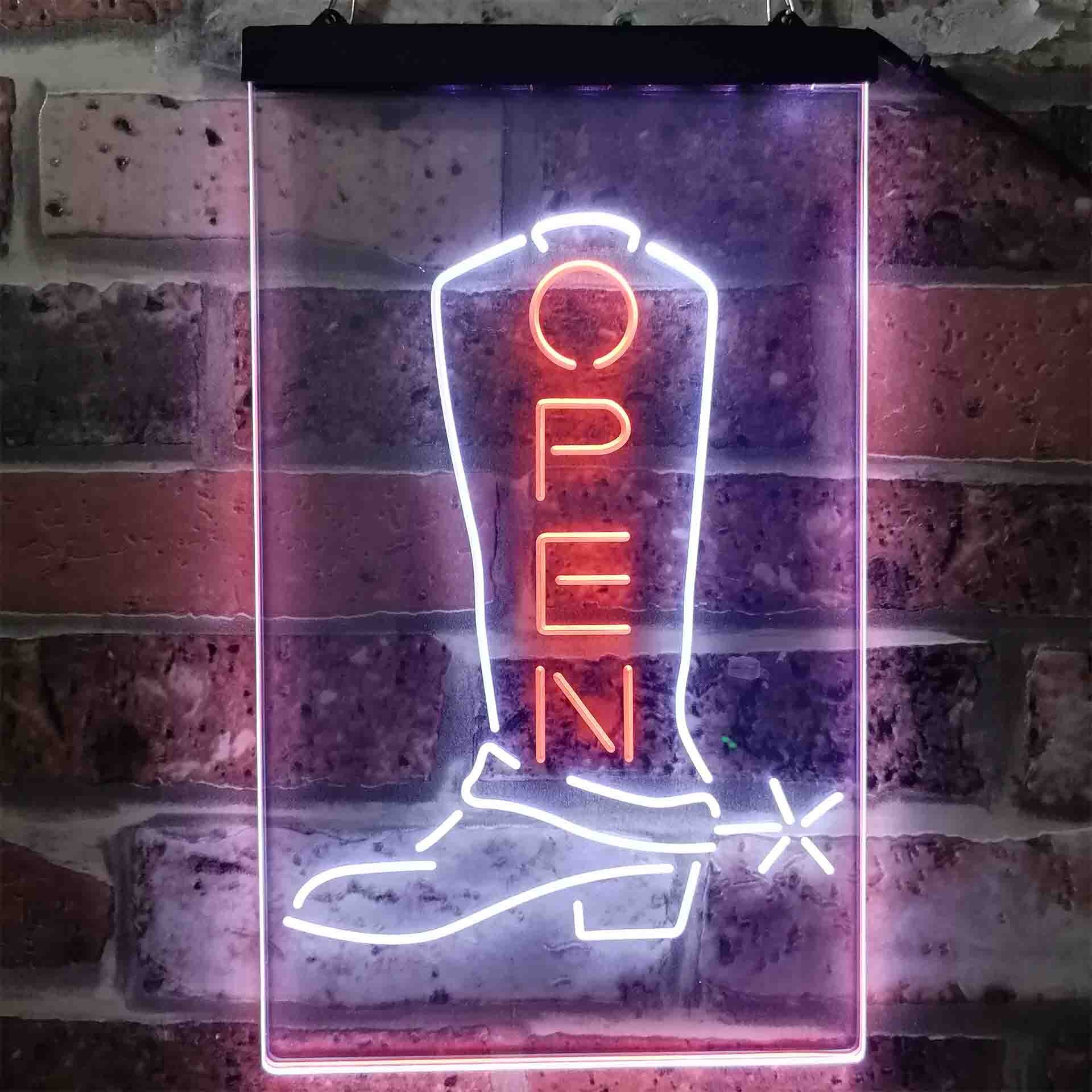 Open Cowboy Shoe Shop Display Dual Color LED Sign St6-i3892 | Etsy