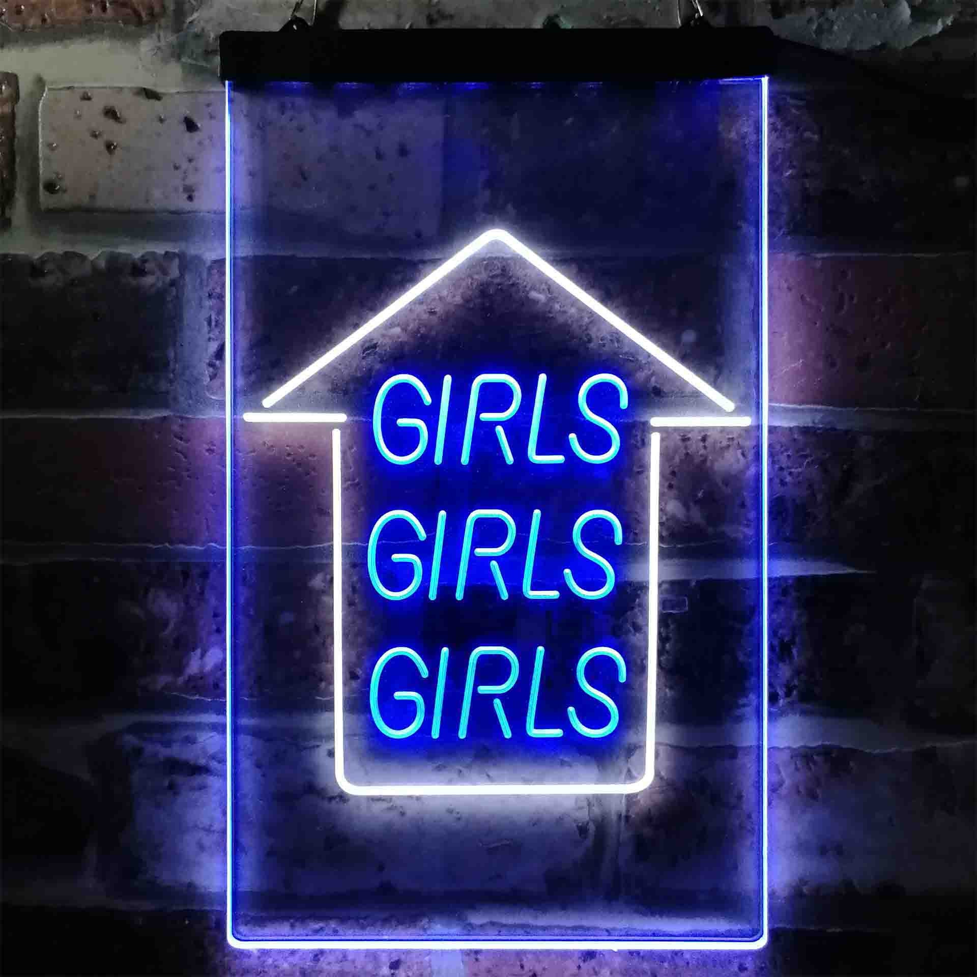 Girls Girls Girls Arrow Room Display Dual Color LED Neon Sign | Etsy