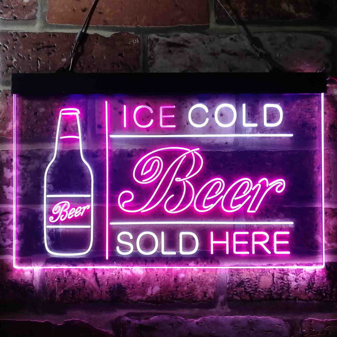 Ice Cold Beer Sold Here Bar Pub Club Decoration Dual Color LED Neon ...