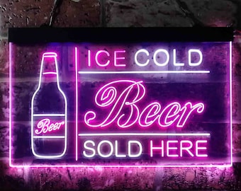 Ice Cold Beer Bar Pub Club Dual Color LED Neon Sign St6-i3634 | Etsy