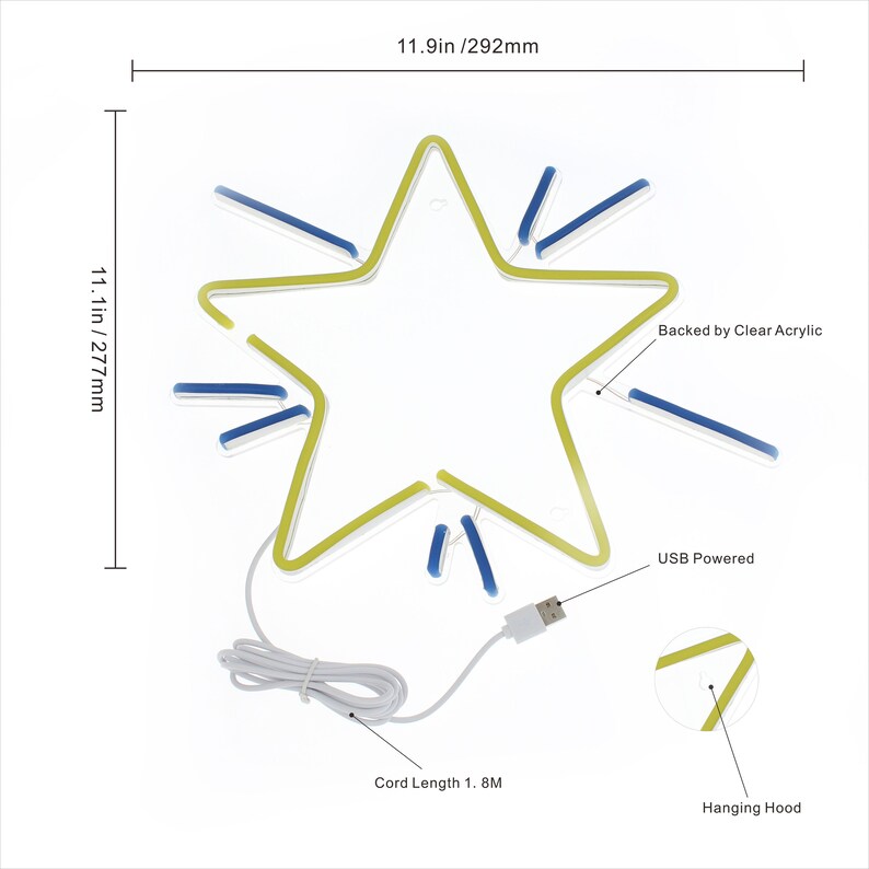 Flashing Star Decoration Flex Silicone LED Neon Sign - Etsy