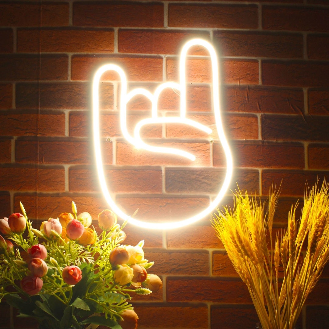 Rock on Hand Sign Kids Room Flex Silicone LED Neon Sign St16-fnu0233 - Etsy