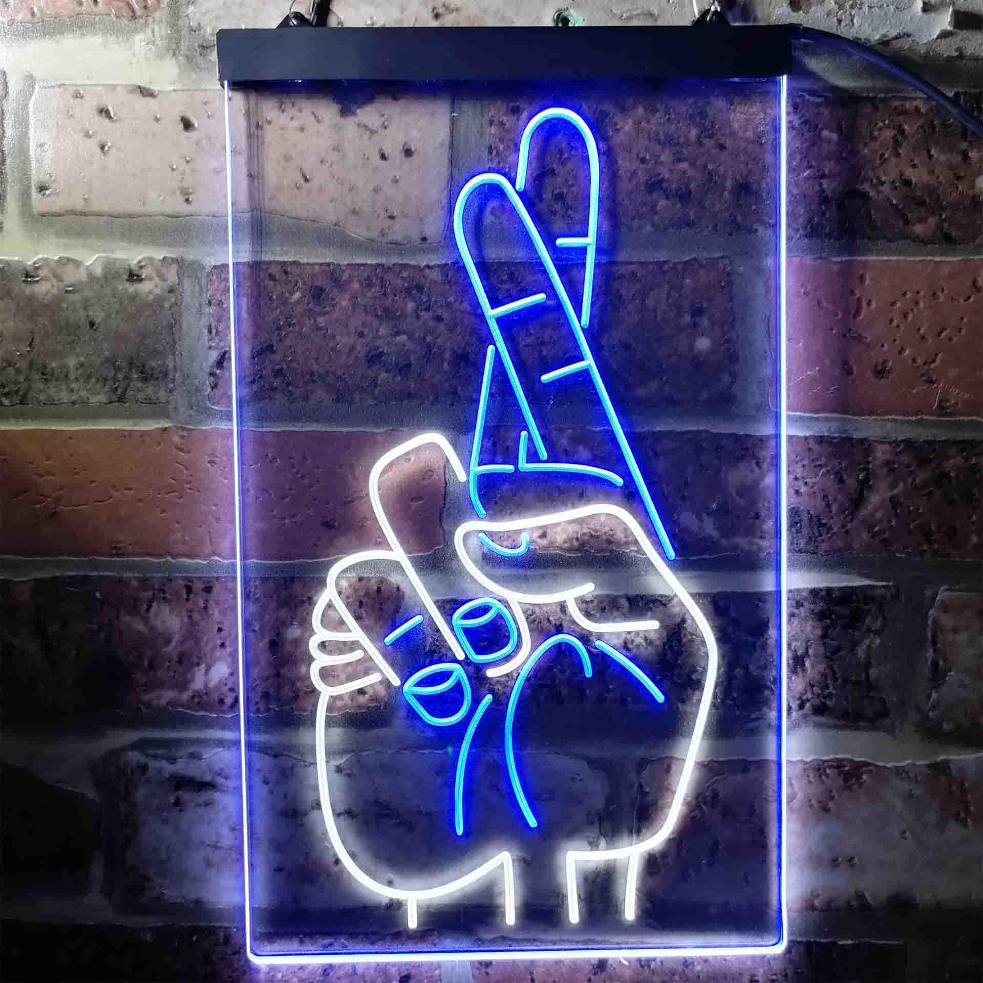 Crossed Fingers For Good Luck Dual Color LED Neon Sign | Etsy