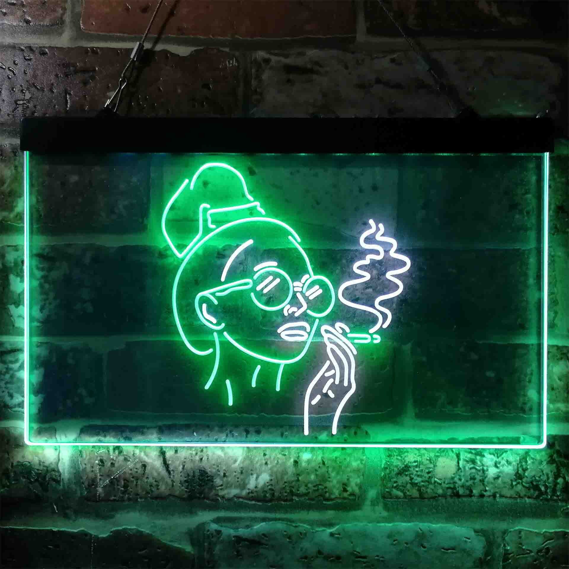 Smoking Woman Bad Bitch Cave Shed Room Dual Color LED Neon | Etsy
