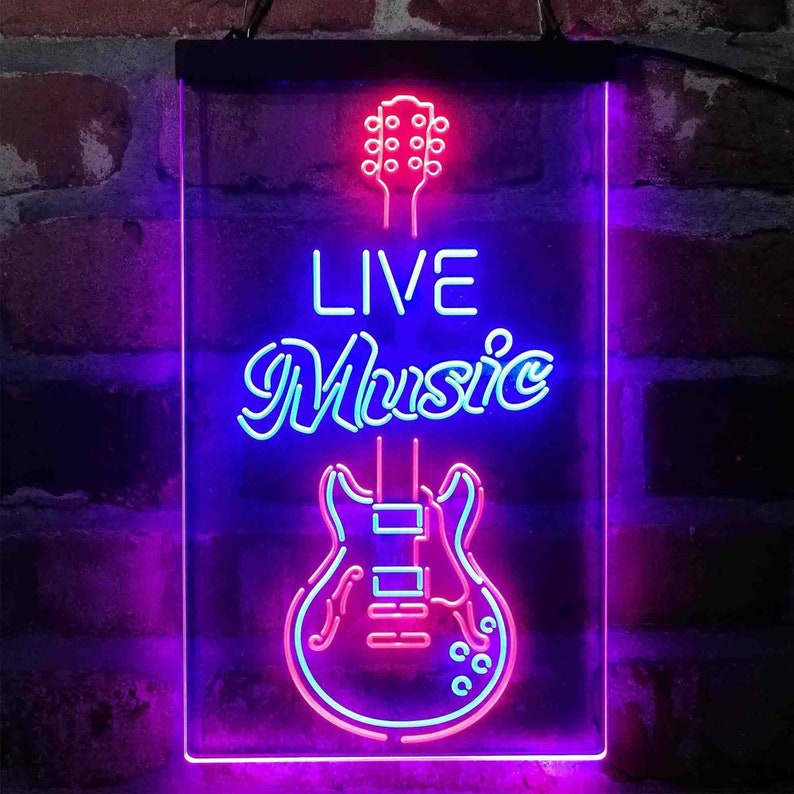 Live Music Electronic Guitar Lounge Dual Color LED Sign St6-i4089 - Etsy