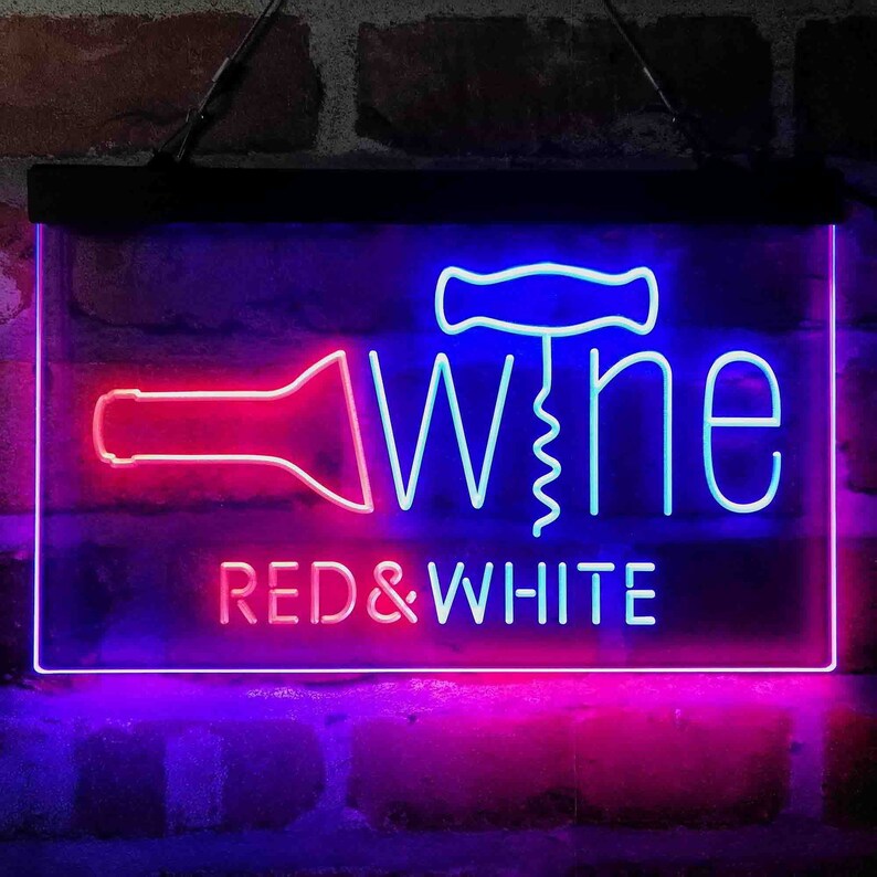Red & White Wine Opener Display Dual Color LED Neon Sign - Etsy