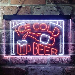 Ice Cold Beer Bar Pub Club Dual Color LED Neon Sign St6-i3634 - Etsy