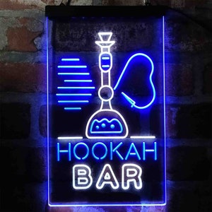 Hookah Bar Smoke Shop Dual Color LED Sign St6-i4010 - Etsy