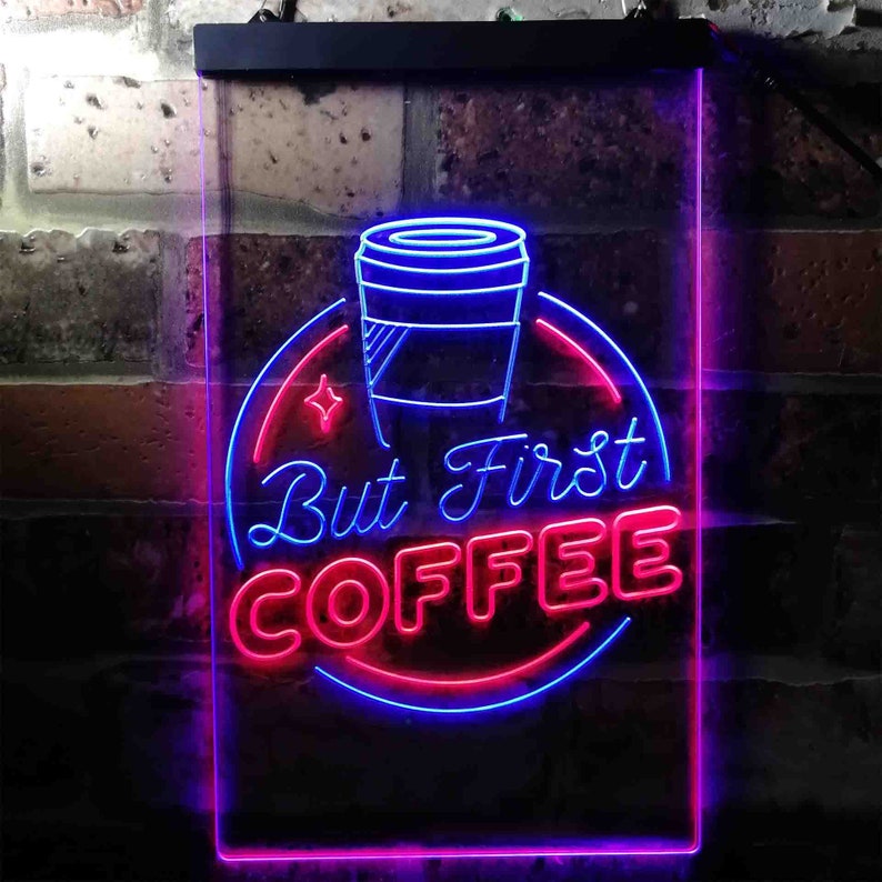 But First Coffee Shop Bedroom Room Dual Color LED Neon Sign - Etsy