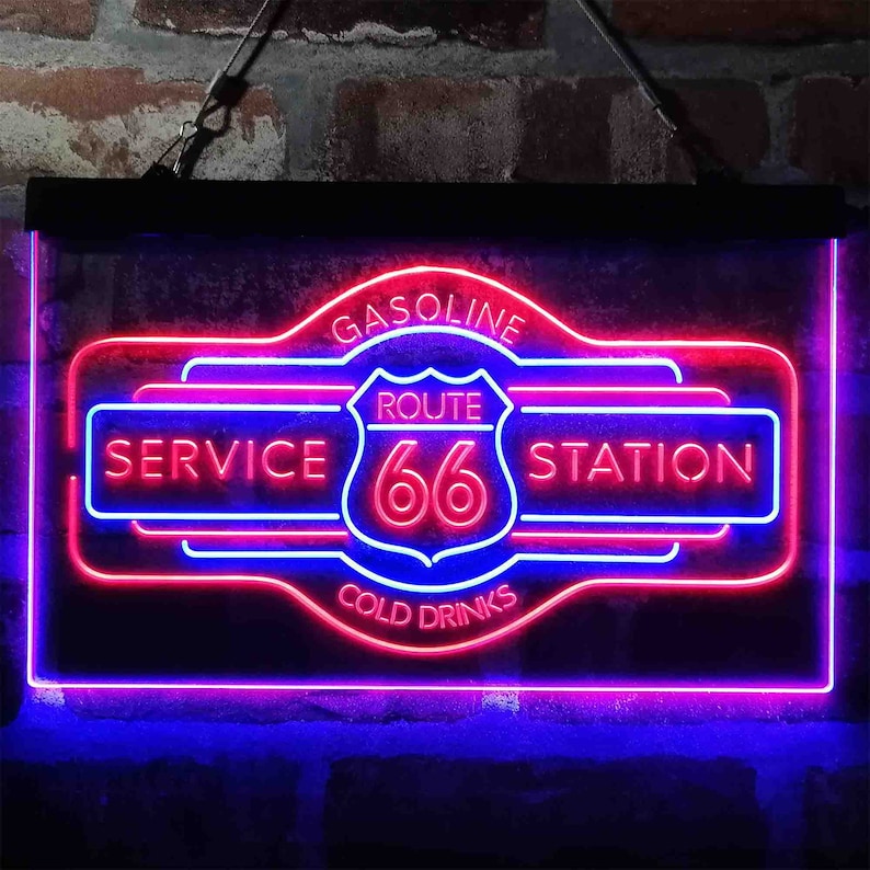 Route 66 Gasoline Dual Color LED Neon Sign St6-i3982 - Etsy