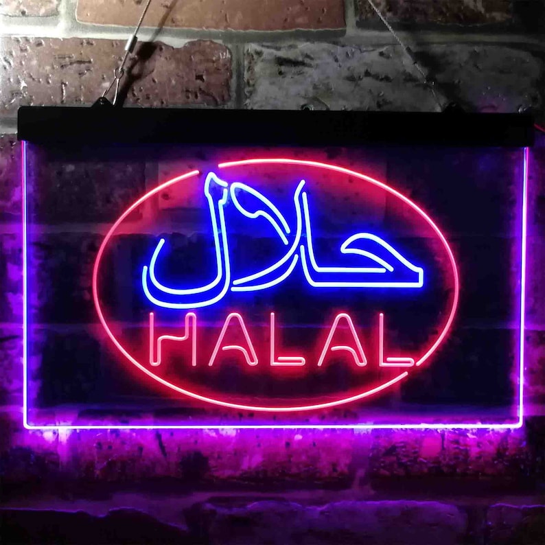 Halal Food Arabic Restaurant Dual Color LED Neon Sign - Etsy
