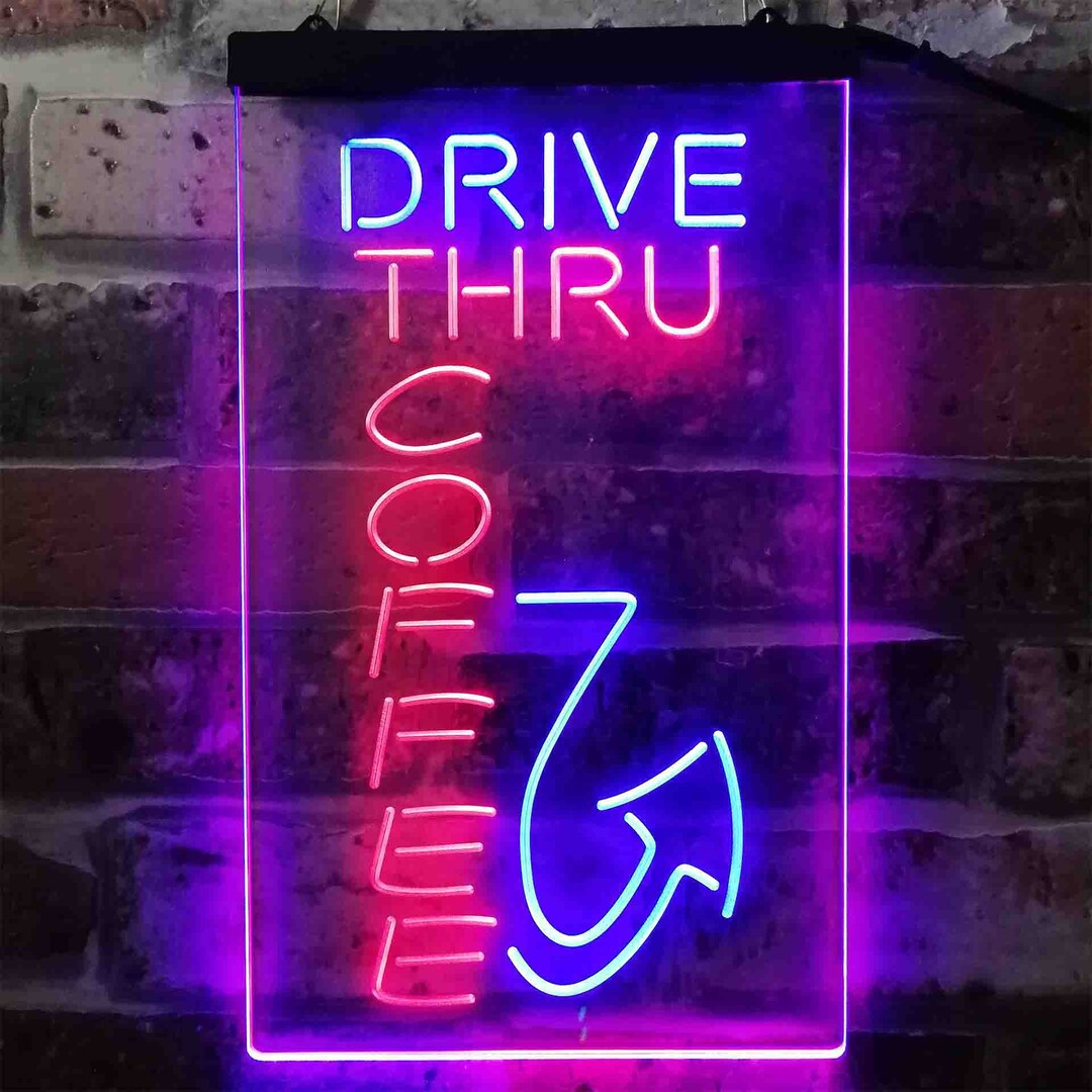Drive Thru Coffee Dual Color LED Neon Sign St6-i3878 - Etsy