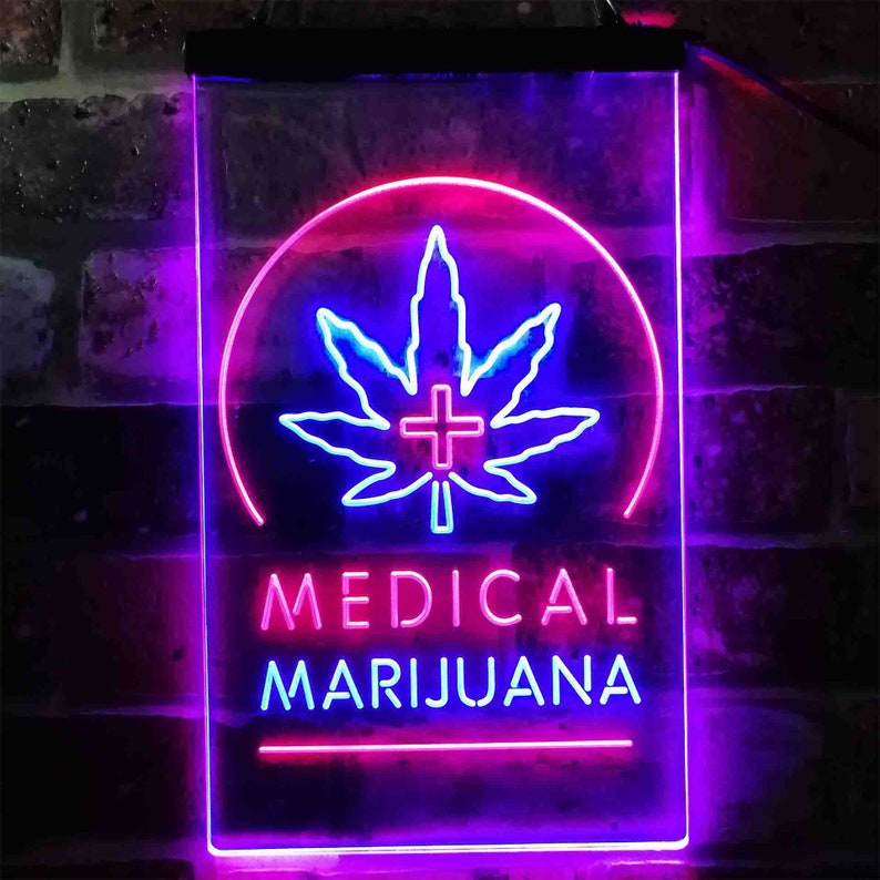 Medical Marijuana Cross Hemp Leaf Shop Dual Color LED Sign - Etsy