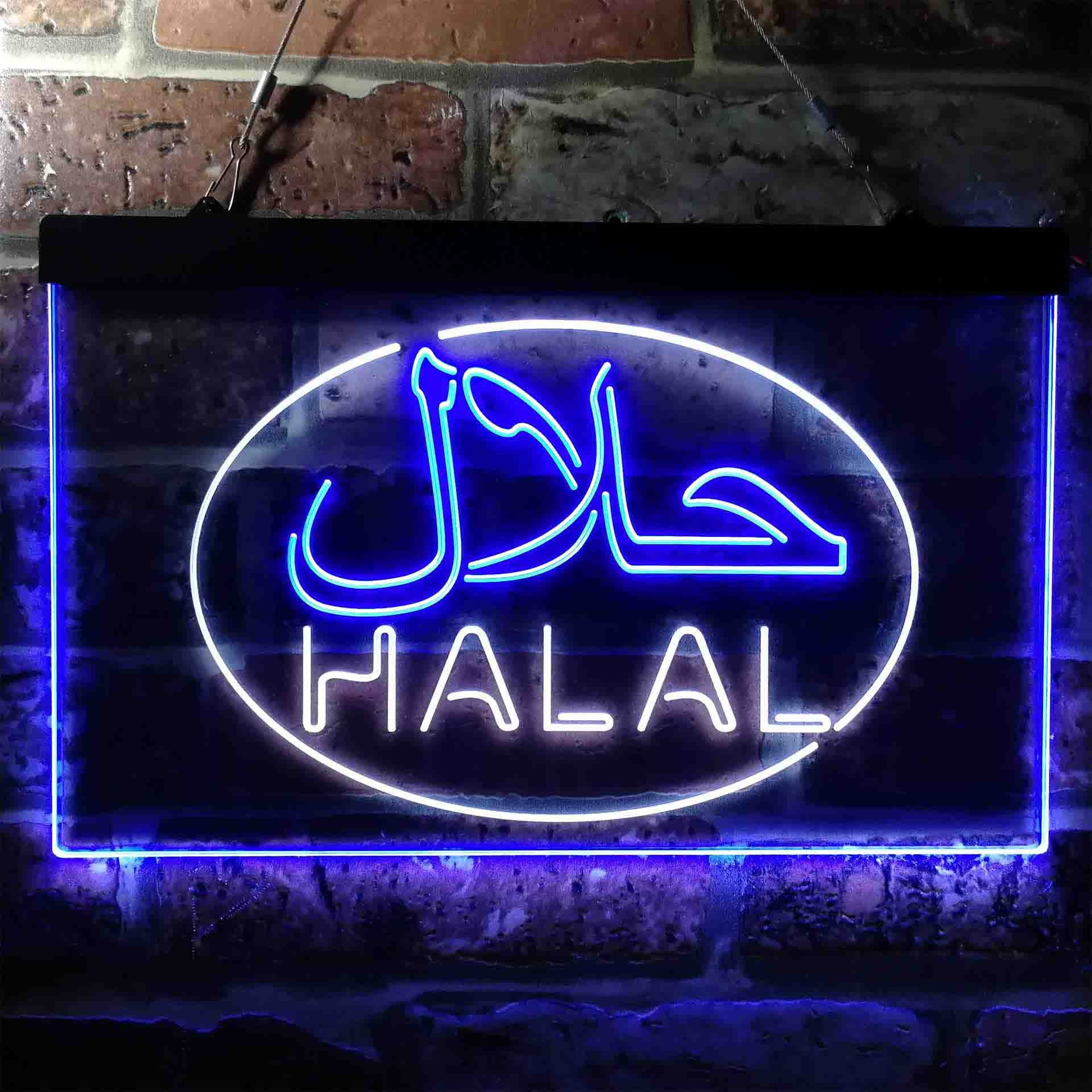 Halal Food Arabic Restaurant Dual Color LED Neon Sign | Etsy