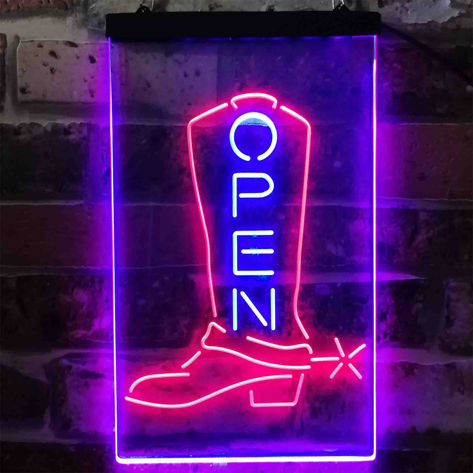 Open Cowboy Shoe Shop Display Dual Color LED Sign St6-i3892 | Etsy