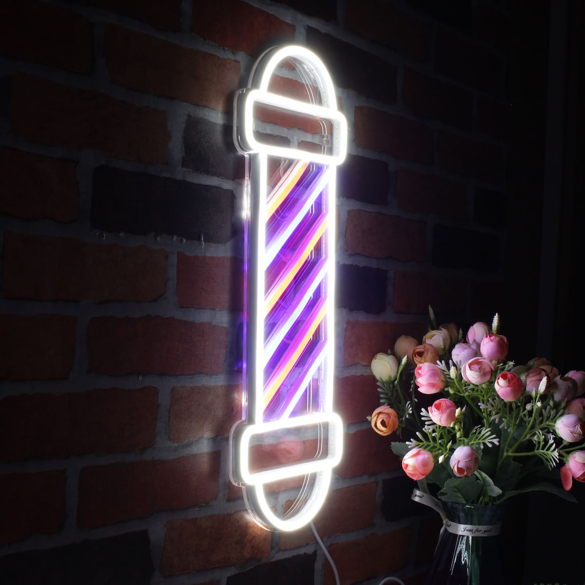 Barber Pole Bar Shop Decoration Flex Silicone LED Neon Sign - Etsy