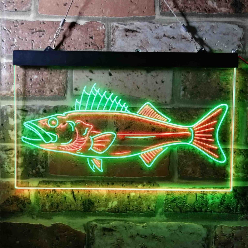 Walleye Fish Camp Man Cave Dual Color LED Neon Sign St6-i3732 - Etsy