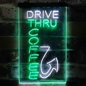 Drive Thru Coffee Dual Color LED Neon Sign St6-i3878 - Etsy