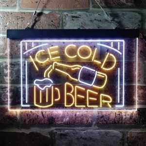 Ice Cold Beer Bar Pub Club Dual Color LED Neon Sign St6-i3634 - Etsy
