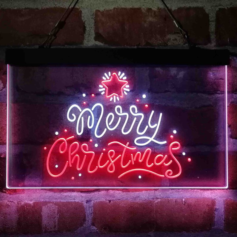 Merry Christmas Star Snow Dual Color LED Neon Sign St6-i4151 - Etsy