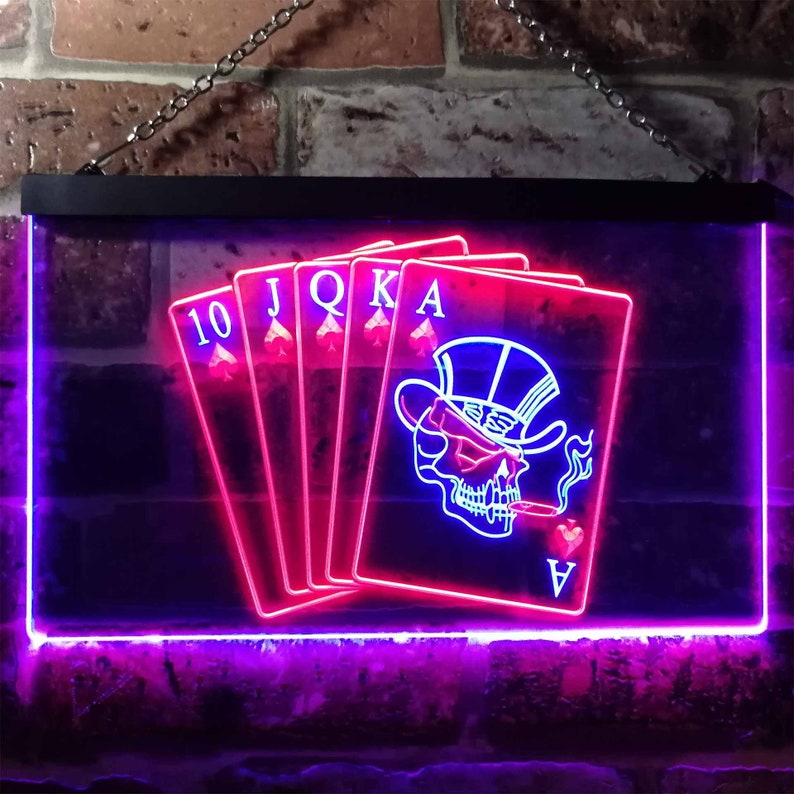 Royal Flush Casino Poker Game Room Dual Color LED Neon Sign | Etsy