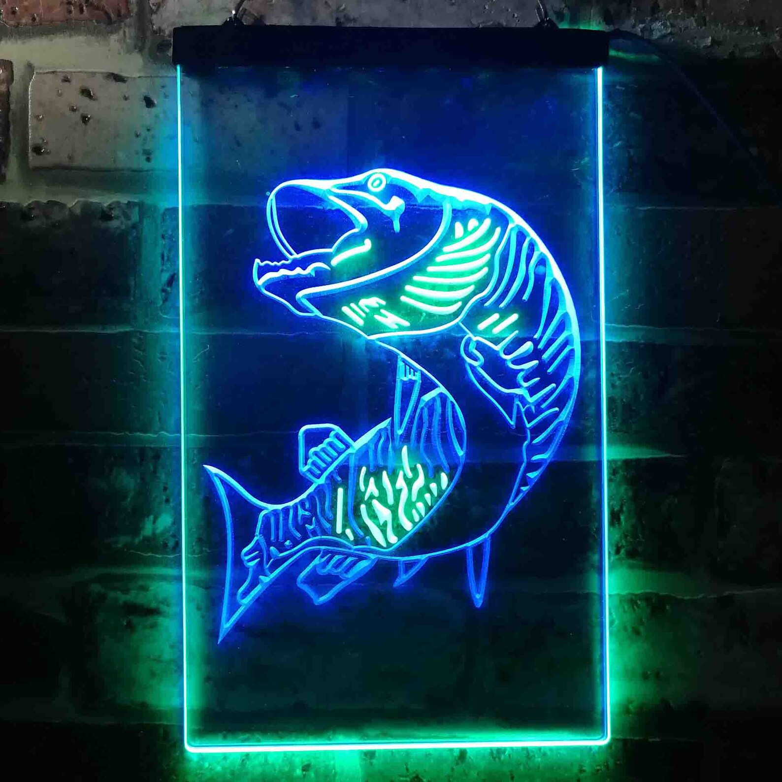 Fish Fly Fishing Cabin Den Display Dual Color LED Neon Sign St6-s0073 ...