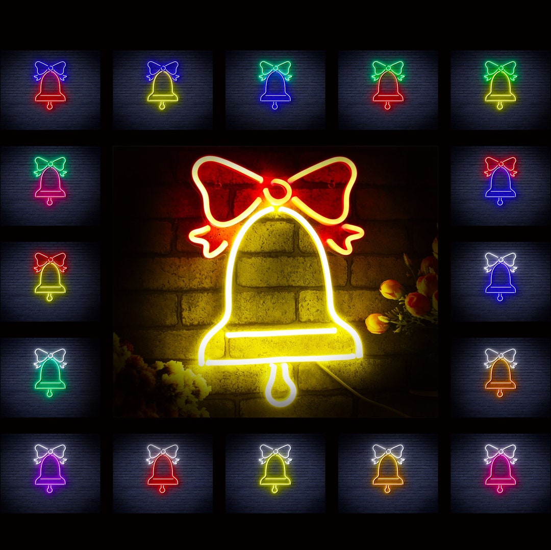 Christmas Bell With Ribbon Decoration Flex Silicone LED Neon Sign St16 ...