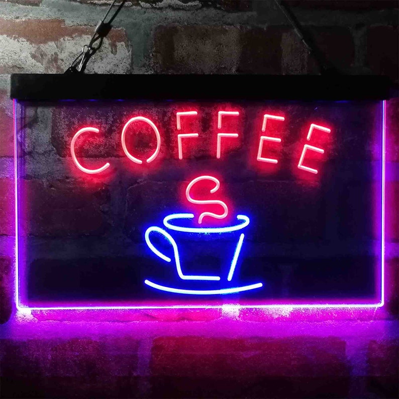 Coffee Shop CafÃ© Cup Display Dual Color LED Neon Sign | Etsy